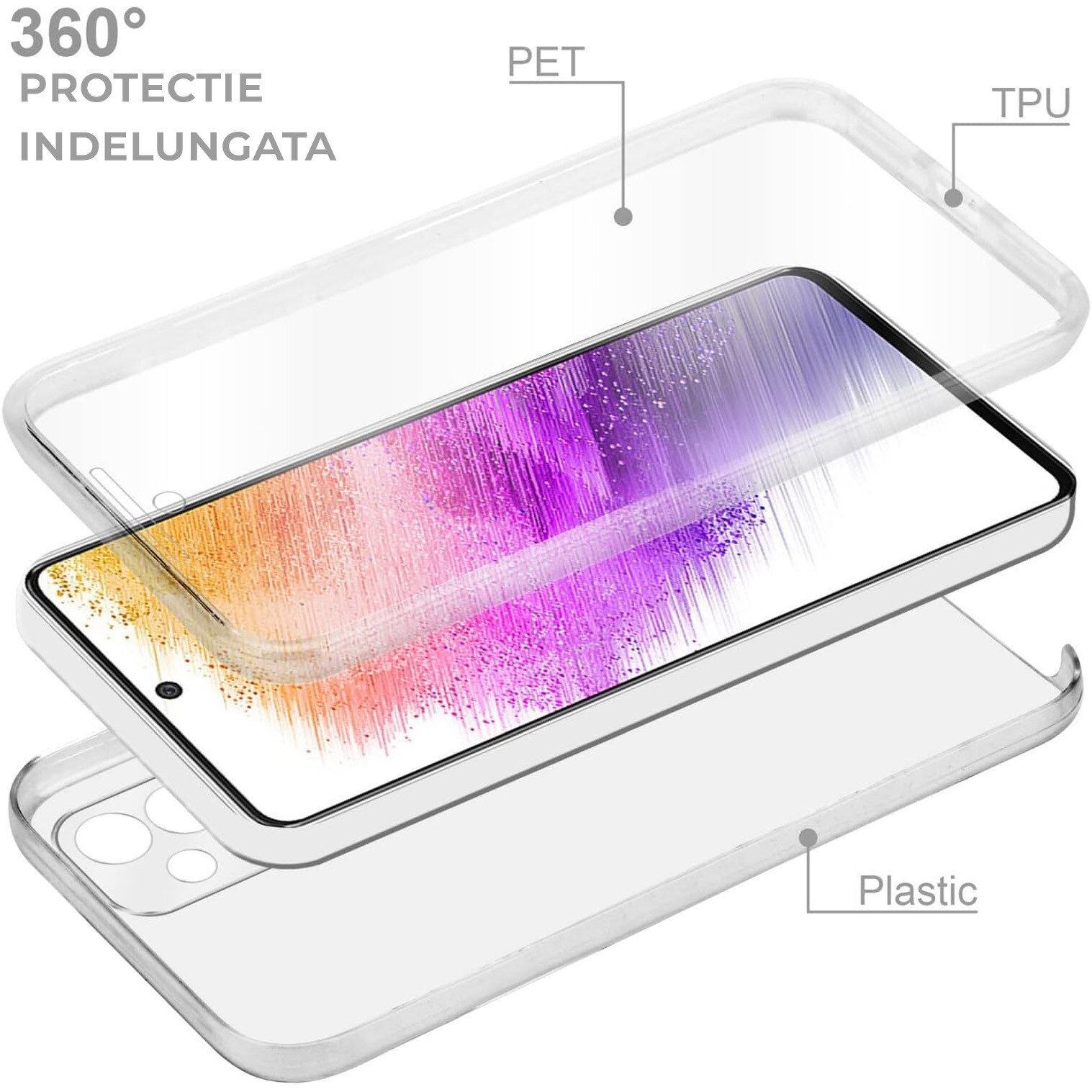 Husa Fata-Spate DaDen pentru Samsung A34 5G, Full Body 360°, Antisoc ...