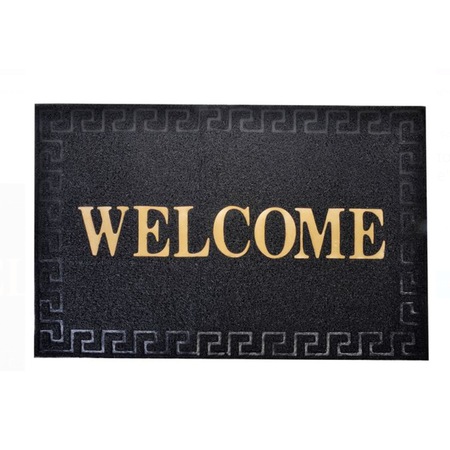 Входна изтривалка с надпис "WELCOME", Черен/Златист, 90х60 - eMAG.bg
