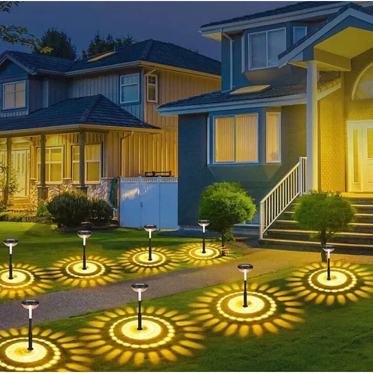 Set 2 lampi solare Led RGB pentru gradina cu doua moduri de lumina ...