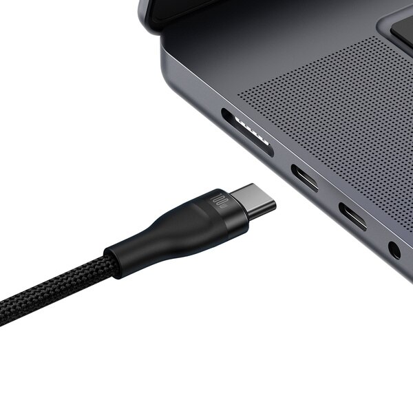 Cablu 2 in 1, Baseus, USB-C - Tip-C/Tip-C PD, 100 W, 1.5 m, Negru - eMAG.ro