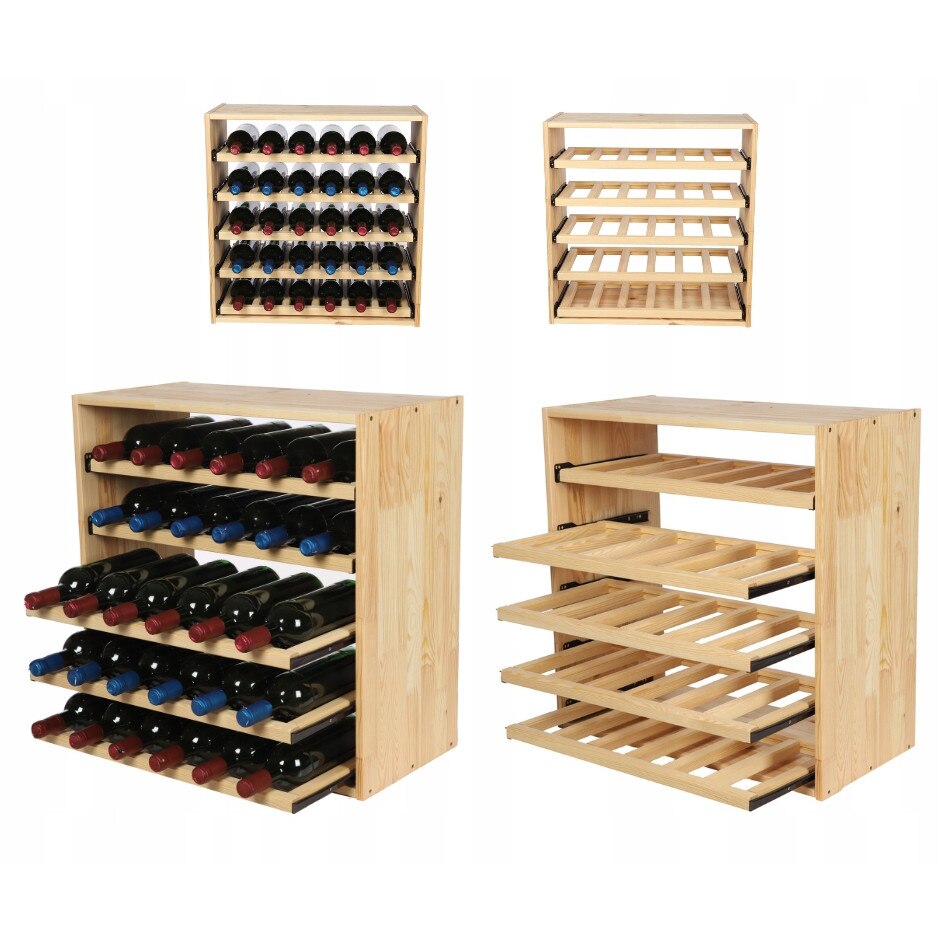 Raft pentru vin, Wamar, Modular, Lemn, Maro - eMAG.ro