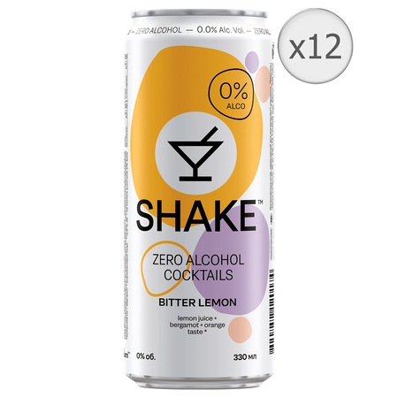 Bautura Carbogazoasa Shake, Bitter lemon, 0%, Doza, 12 x 0.33l - eMAG.ro