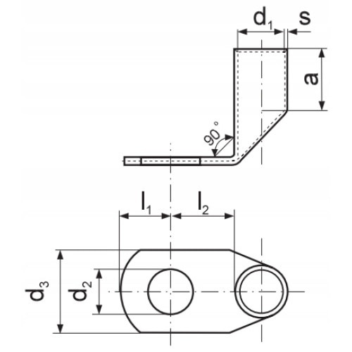 Terminal inel tubular pentru surub M12, Erko, Unghi de conectare 90 ...