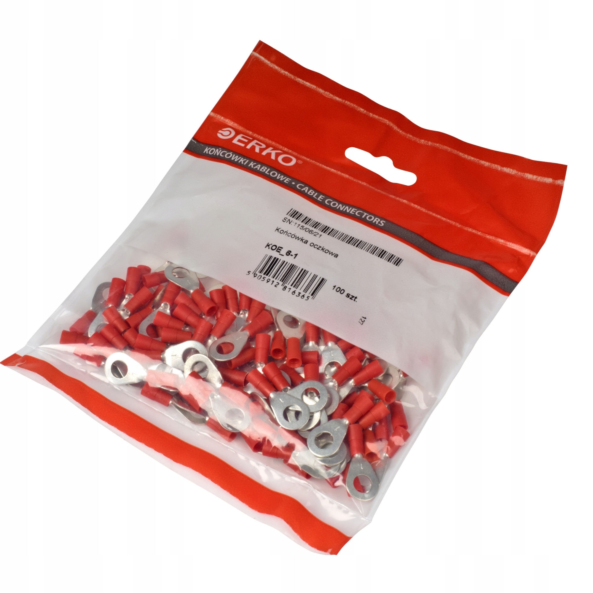 Set 100 x Terminal inel izolat pentru surub M3, Erko, Cupru, Sectiunea ...