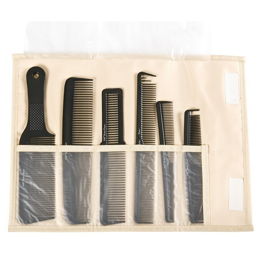 Set 6 piepteni par, FOX, Plastic, Cu husa, Negru - eMAG.ro