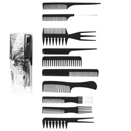 Set 10 piepteni, Plastic, Negru - eMAG.ro