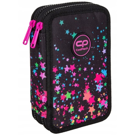 Penar copii echipat, CoolPack, 19,5 x 12,5 x 6,5 cm, Negru cu stelute ...