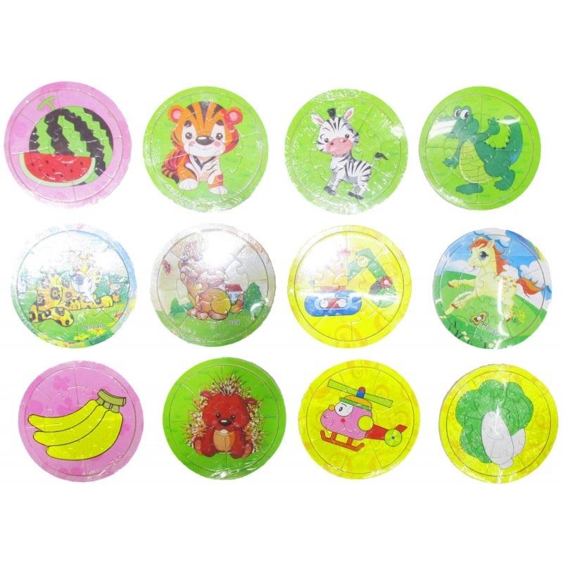 Set 13 puzzle-uri rotunde, Trifox, Lemn, Multicolor - eMAG.ro