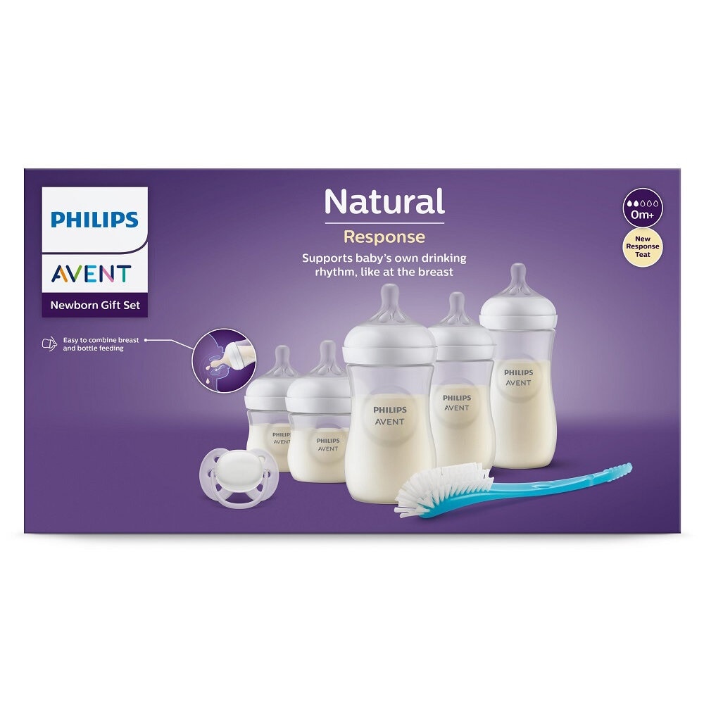 Set 5 biberoane, Philips, Avent Natural Response, 0+ luni, Alb - eMAG.ro
