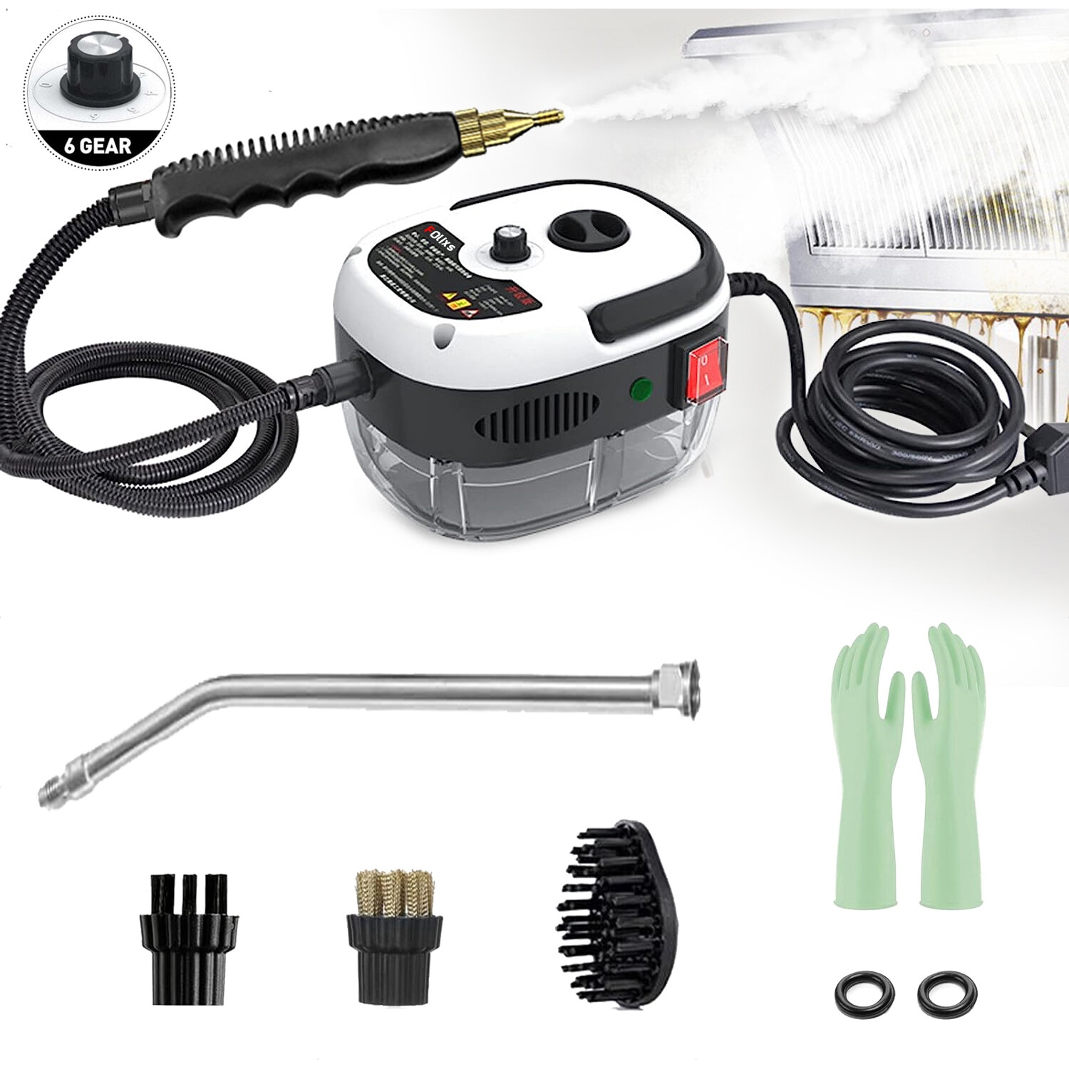 Aparat de curatat cu abur, Folixs®, 2500W, 3Bar, rezervor 1000 ml ...