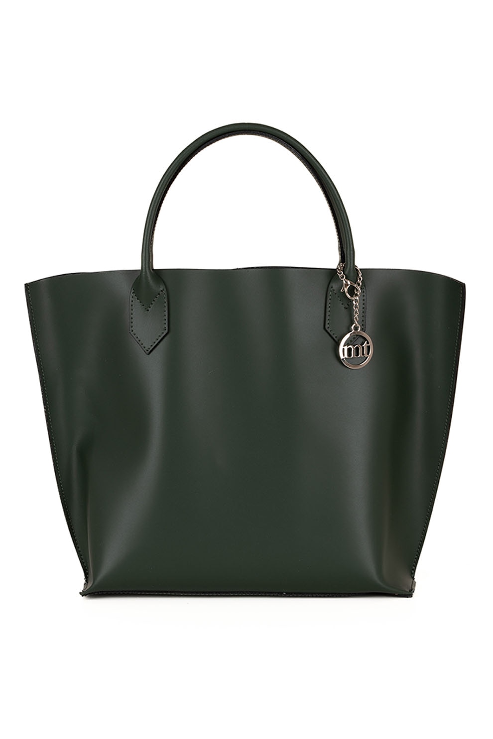 Mia Tomazzi, Geanta shopper din piele cu accesoriu logo, Verde padure ...