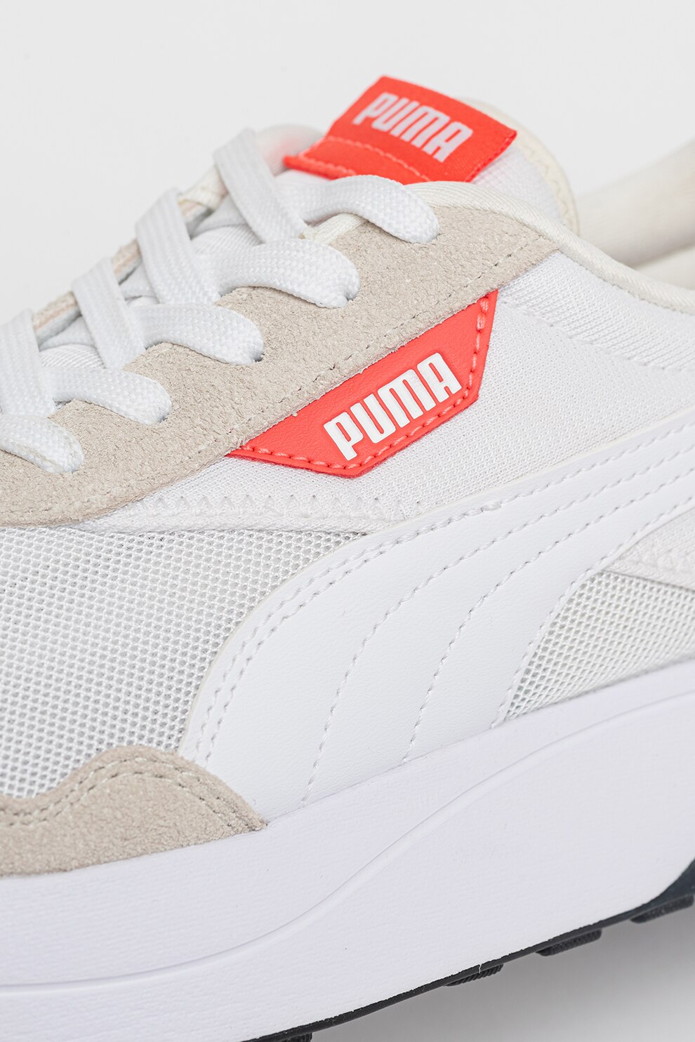 Puma, Pantofi sport cu insertii de piele intoarsa Cruise Rider, Alb ...