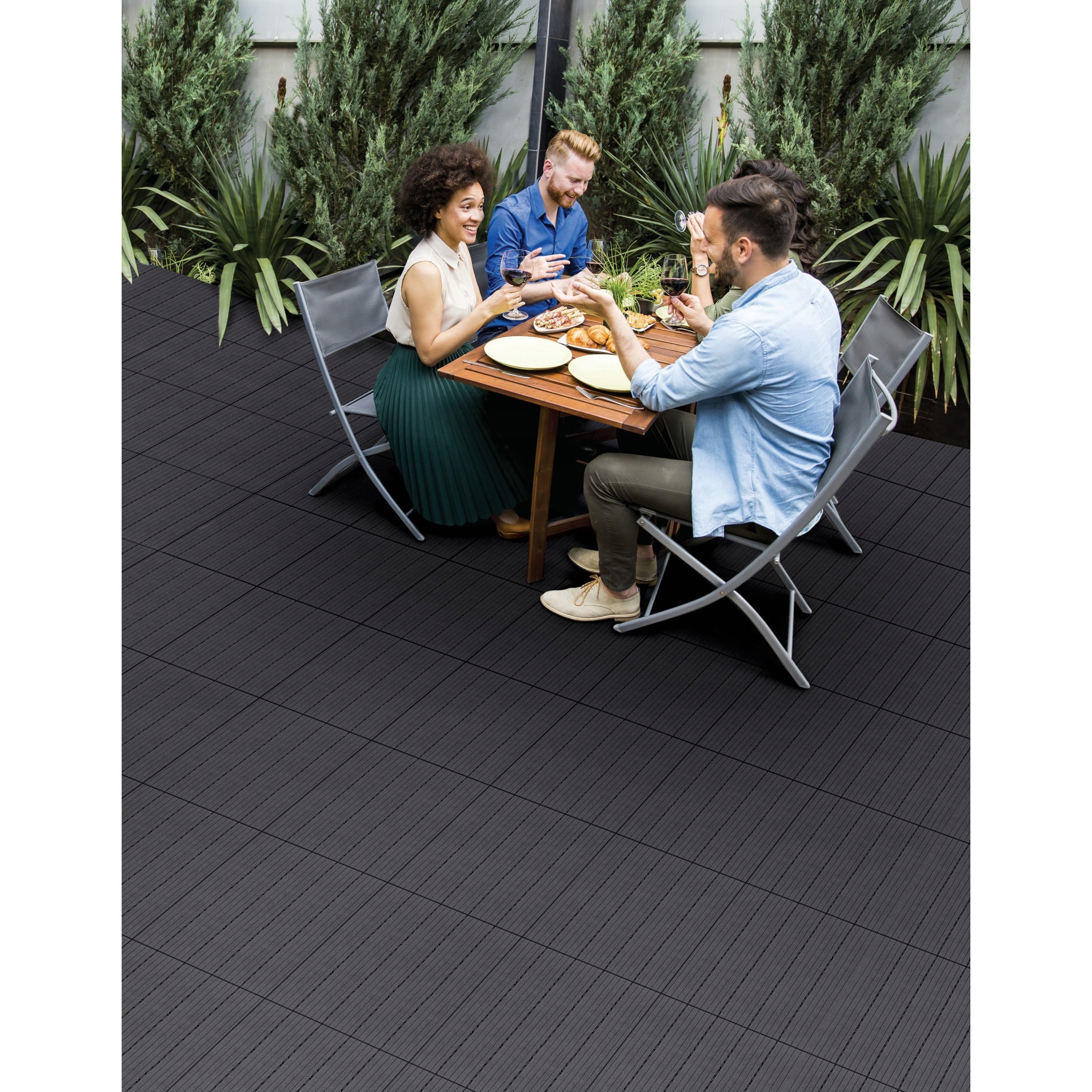 Placa de terasa, Cosmopolitan, Cauciuc, 30x30x1.5cm, Gri inchis - eMAG.ro