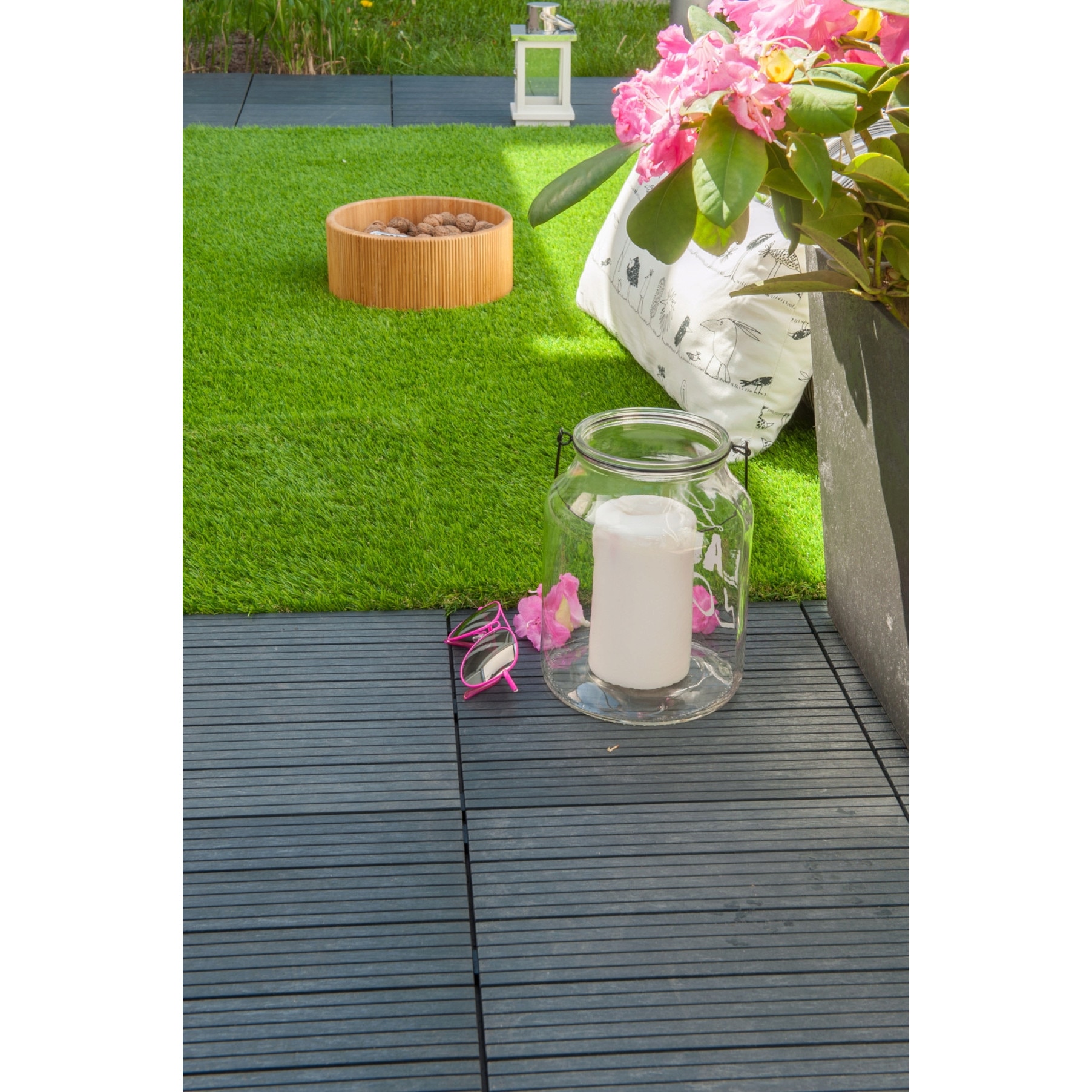 Placa de terasa, Cosmopolitan, Cauciuc, 30x30x1.5cm, Gri inchis - eMAG.ro