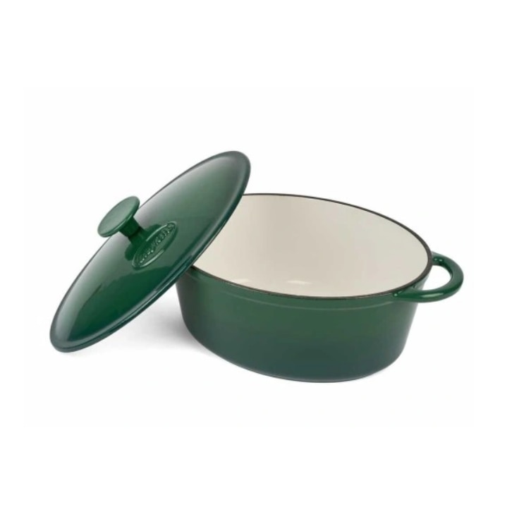 Vas cu capac, Konighoffer, Fonta emailata, 4L 26 cm, Verde smarald ...