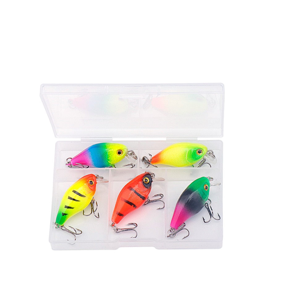 Set 5 voblere 4.5cm, 4 grame pescuit clean biban pastrav salau - eMAG.ro