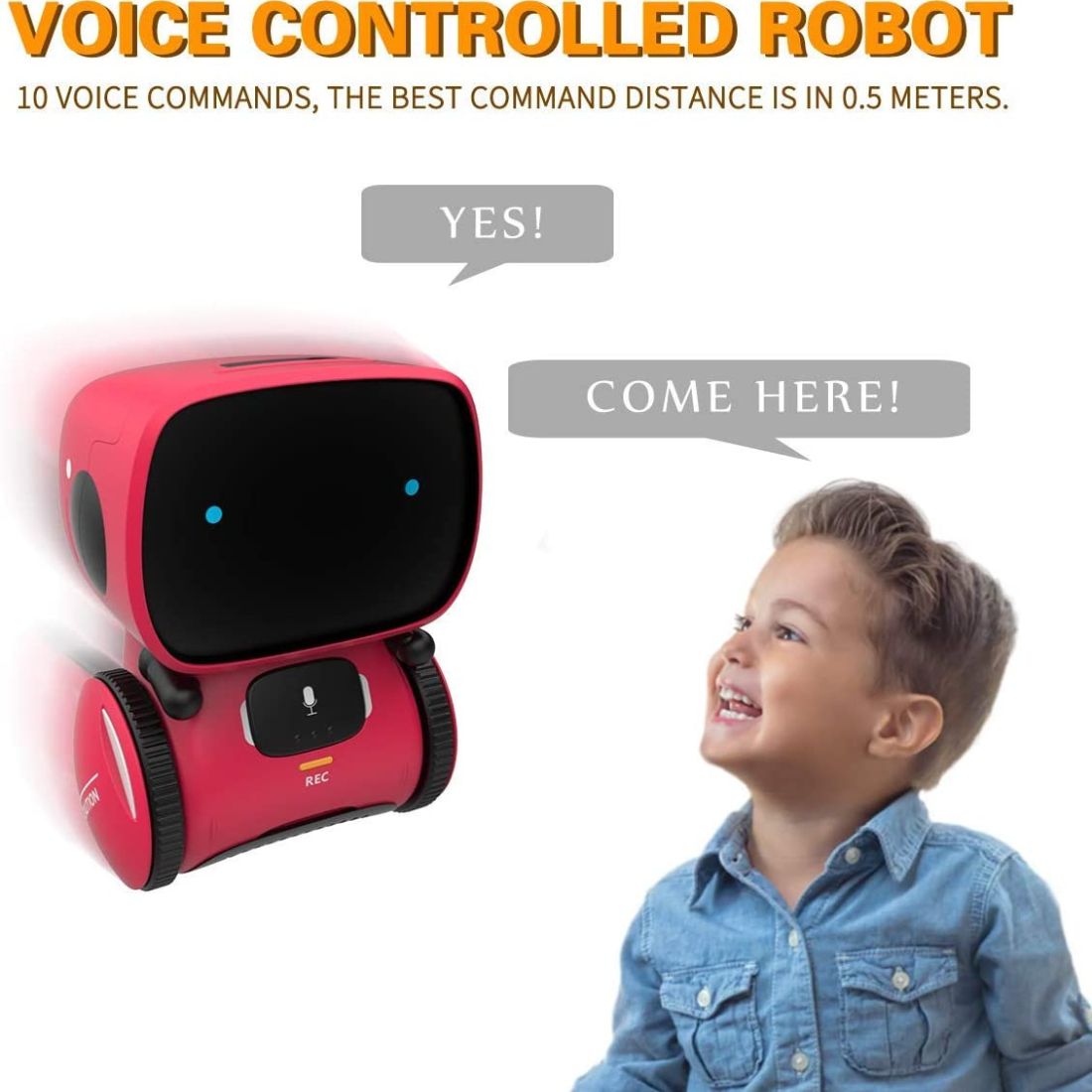 Robot interactiv copii, cu senzor tactil, control vocal, canta ...