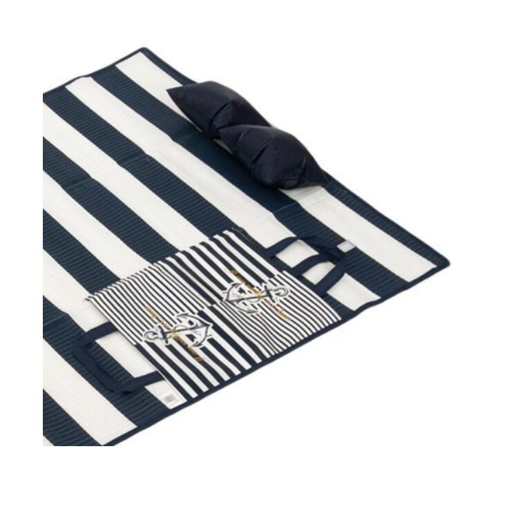 Rogojina de plaja Stuffix®, alb/albastra, cu geanta si pernita pentru ...