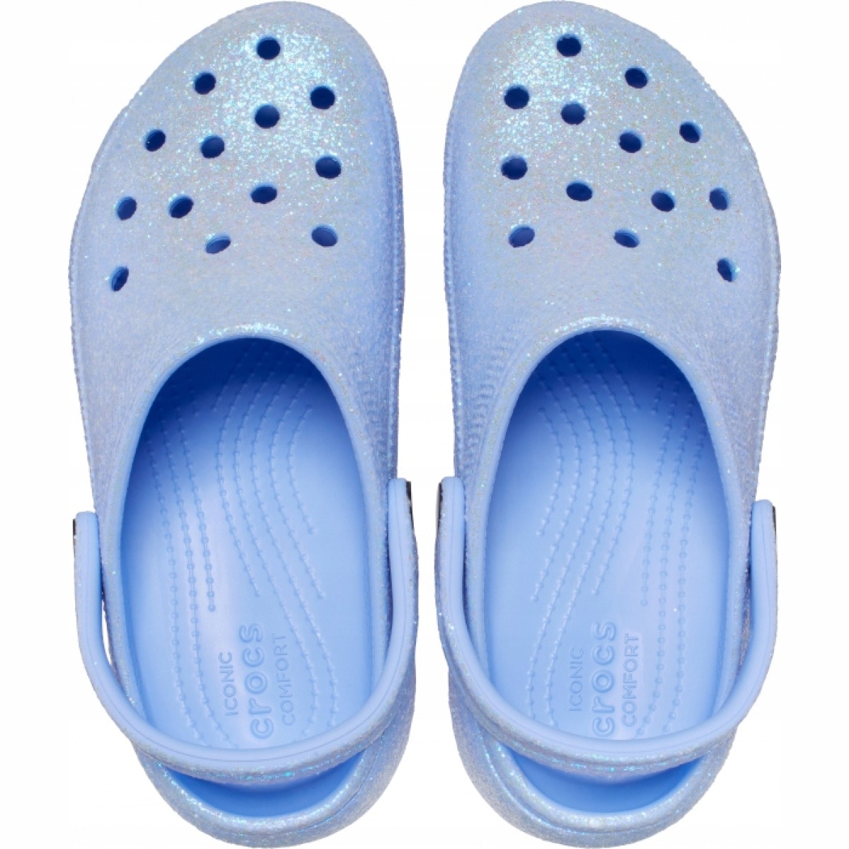 Saboti Femei, Crocs. Classic Platform Glitter Clog, Croslite, Albastru, 38-39 EU - eMAG.ro