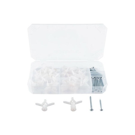 Set ancore tip fluture din plastic cu suruburi, 44 piese, 2 marimi, Gri ...
