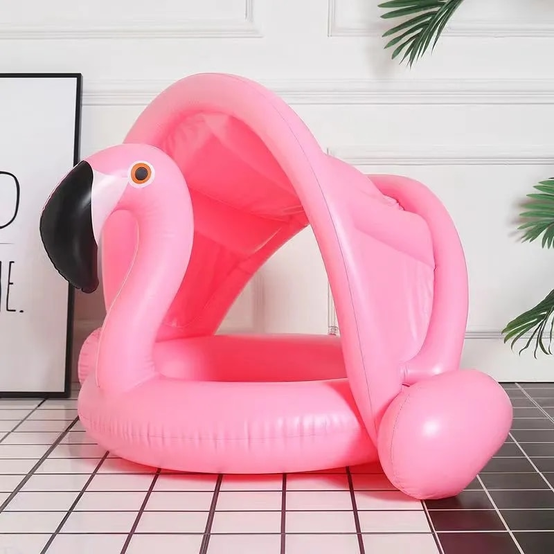 Colac gonflabil barcuta cu parasolar detasabil si suport pentru copii ...