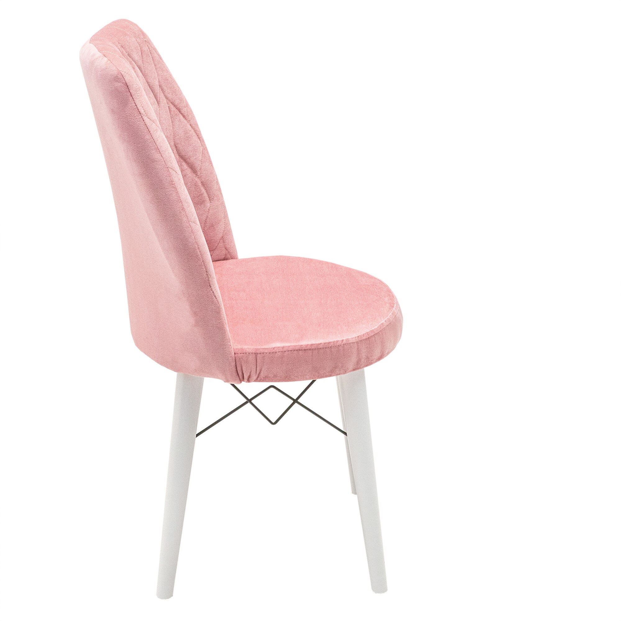 Scaun DENVER Frankfurt, roz, picioare lemn albe, tapitat, stofa ...