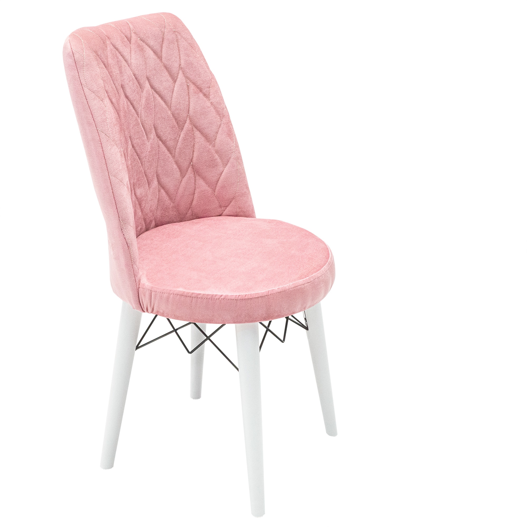 Scaun DENVER Frankfurt, roz, picioare lemn albe, tapitat, stofa ...