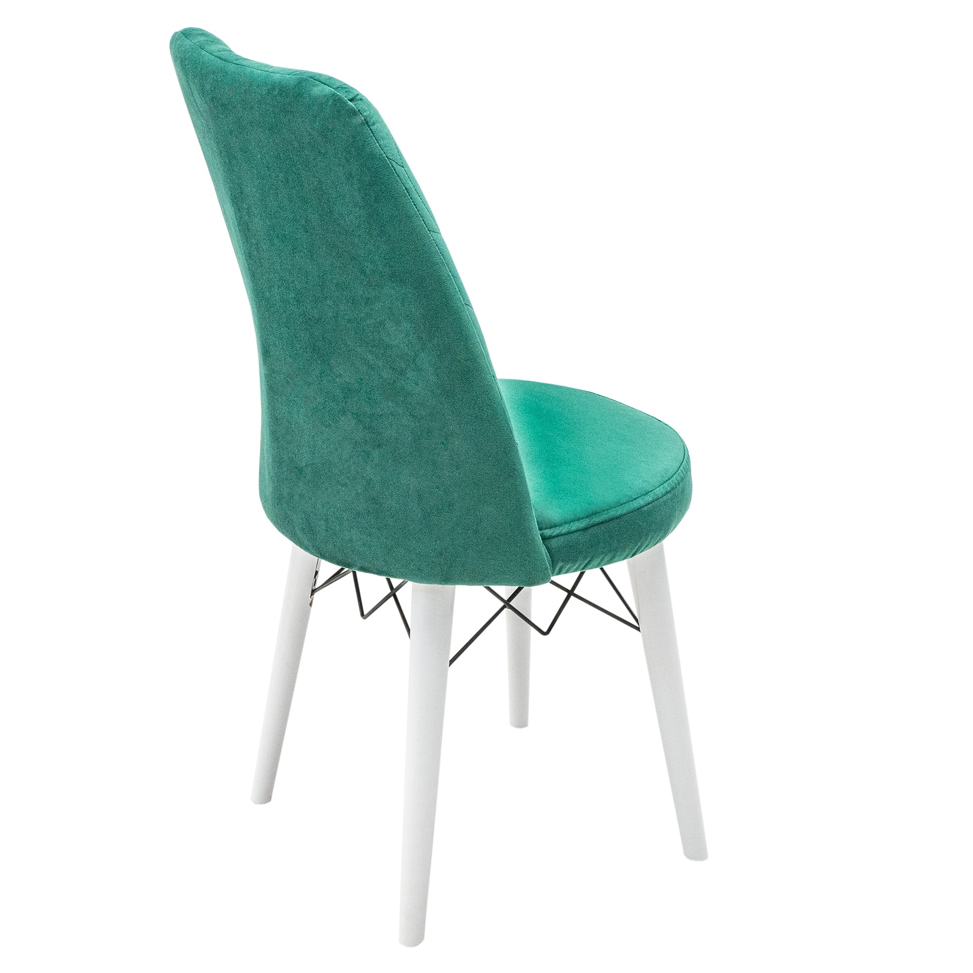 Scaun DENVER Frankfurt, verde, picioare lemn albe, tapitat, stofa ...