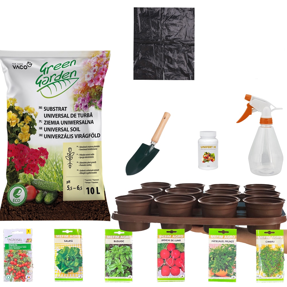 Kit plantare interactiv Agronomat, Micul Gradinar pentru copii cu 25 de ...