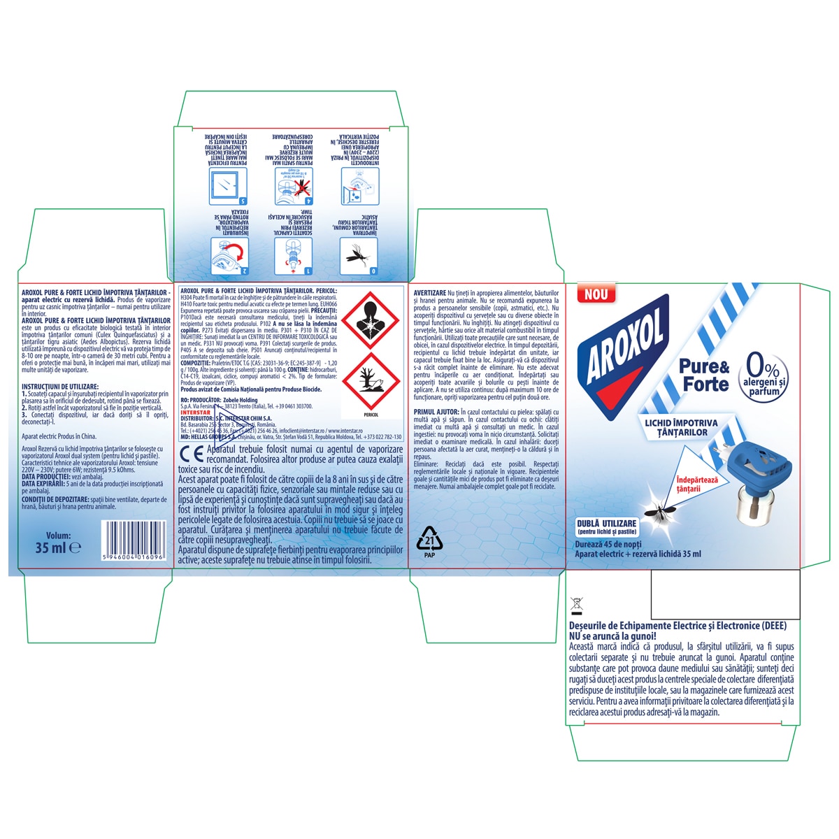 Aroxol Pure&Forte Szúnyogriasztó, Tartalék folyadékkal, 45 éjszaka ...