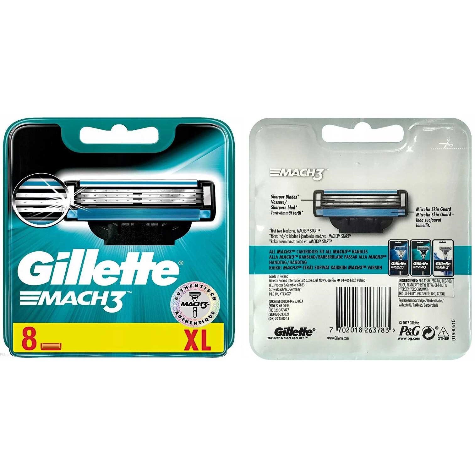 Set 8 rezerve aparat de ras Gillette Mach 3, Multicolor - eMAG.ro