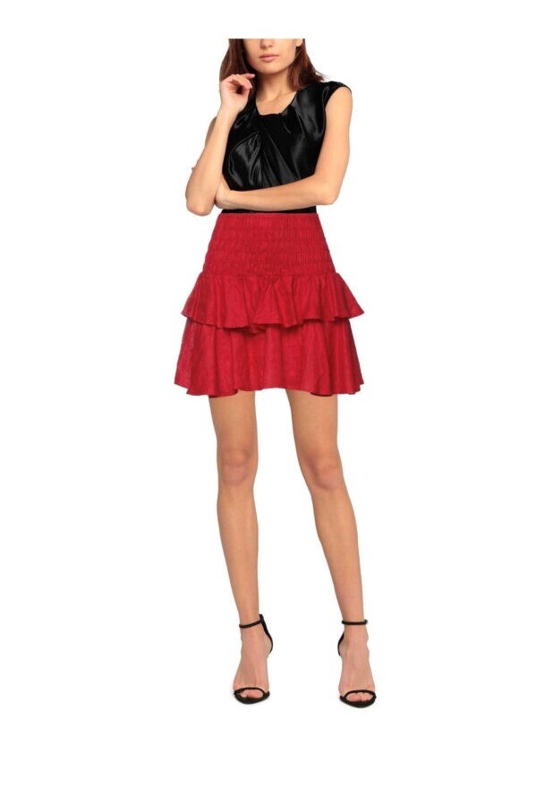 Fusta Souvenir, mini, volane, rosie S - eMAG.ro