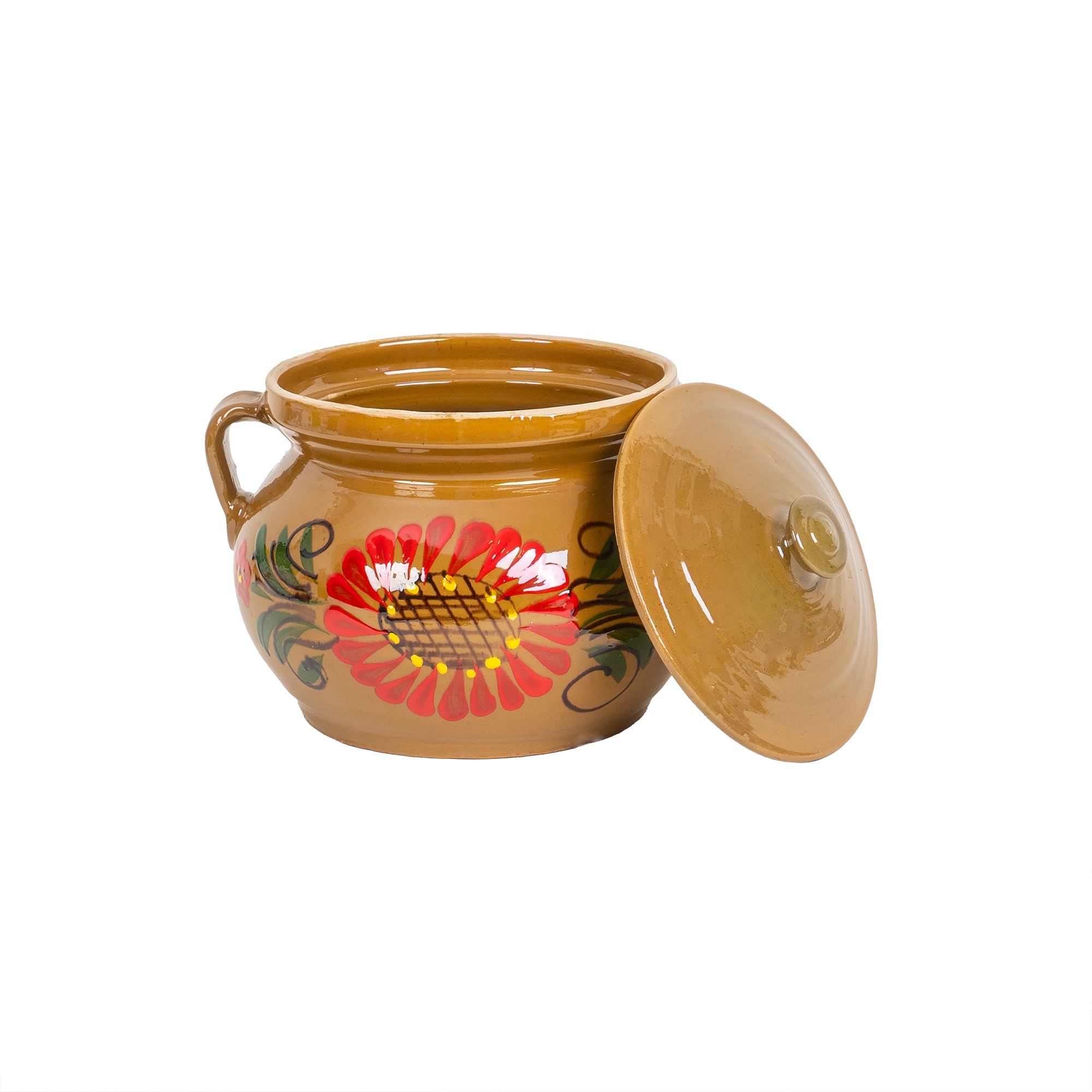 Oala din lut cu capac, diametru 18 cm, capacitate 2l / EXT 10388 - eMAG.ro