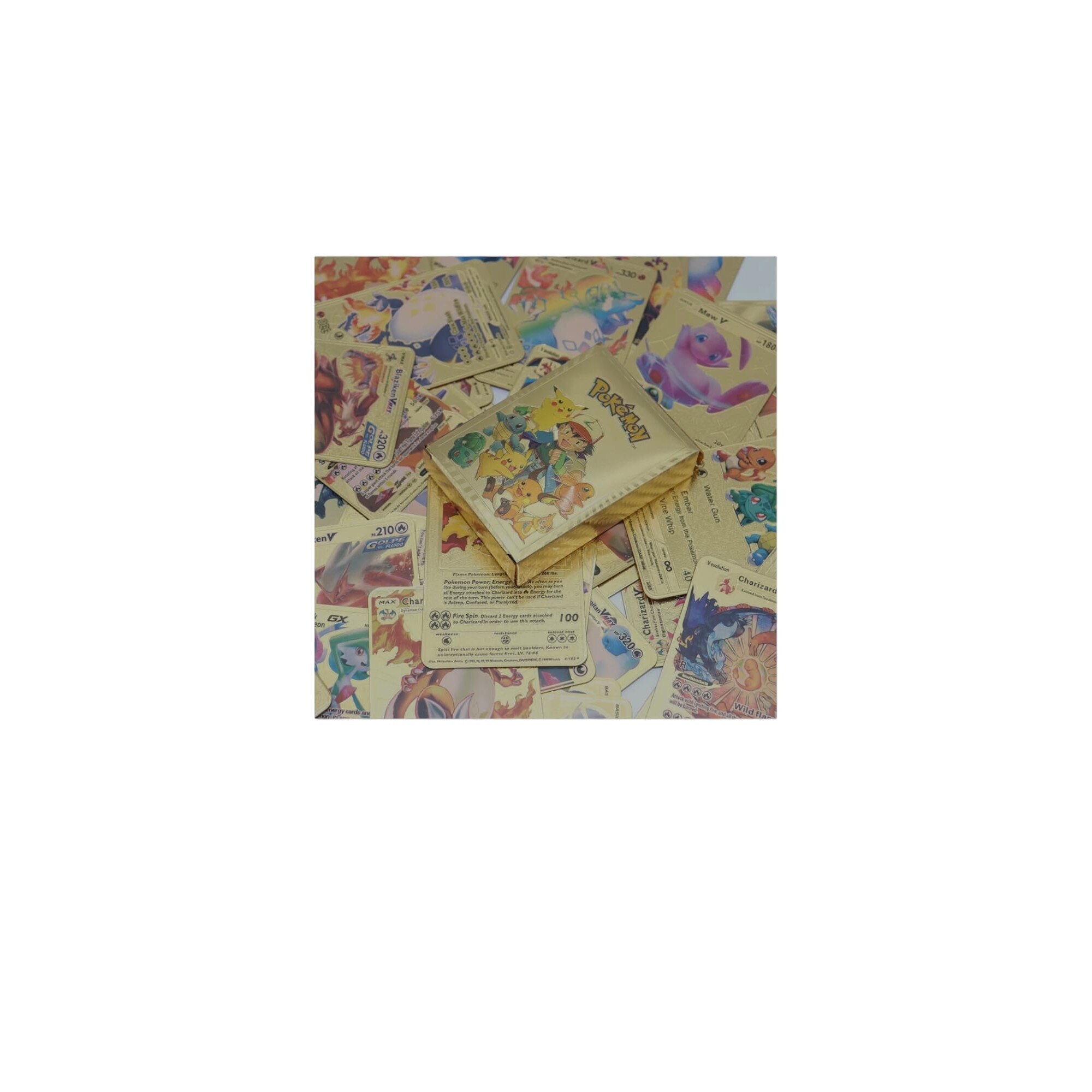 Pachet carti de joc Pokemon, 55 carti, VMax, Hologram, Auriu - eMAG.ro