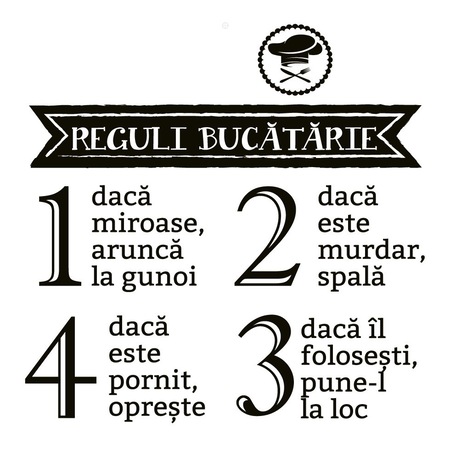 Sticker decorativ - Reguli bucatarie 50x50cm - eMAG.ro