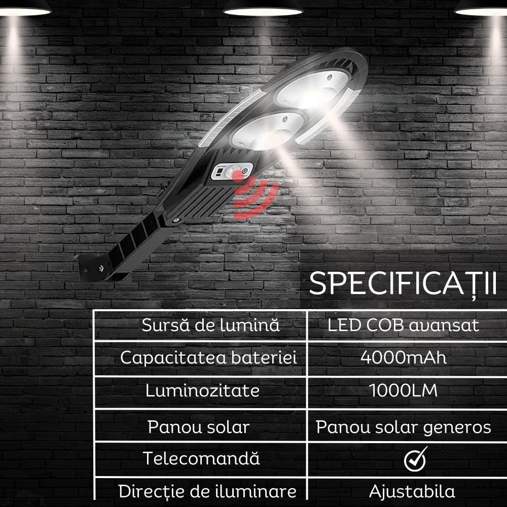 Lampa solara, MX-T60, Panou solar incorporat si acumulator, Telecomanda ...