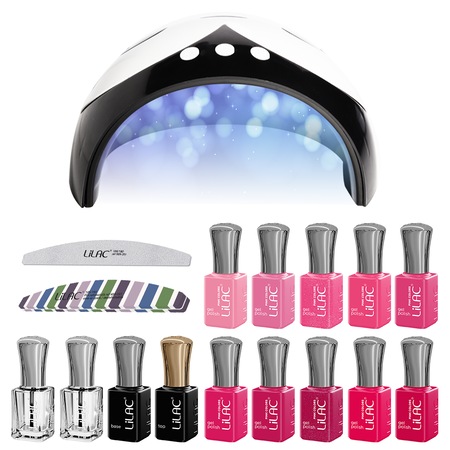 Kit oja semipermanenta Lilac, 10 Pink Colors, 1 Top Coat, 1 Base Coat ...