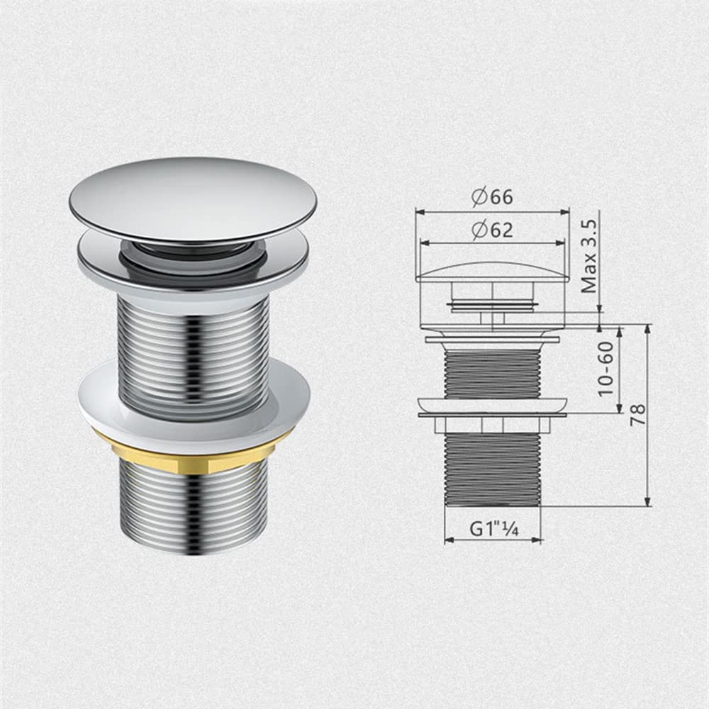 Ventil lavoar, click-clack, cu preaplin, auriu, alama, 1 1/4" - eMAG.ro