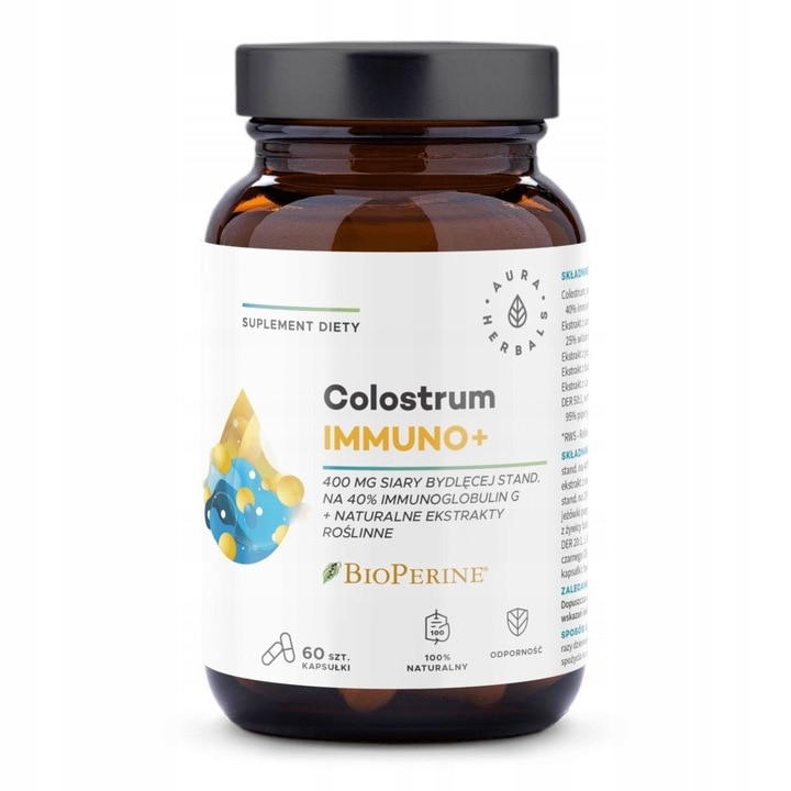 Supliment alimentar, Aura Herbals, Colostru Immuno plus BioPerine, 60 ...