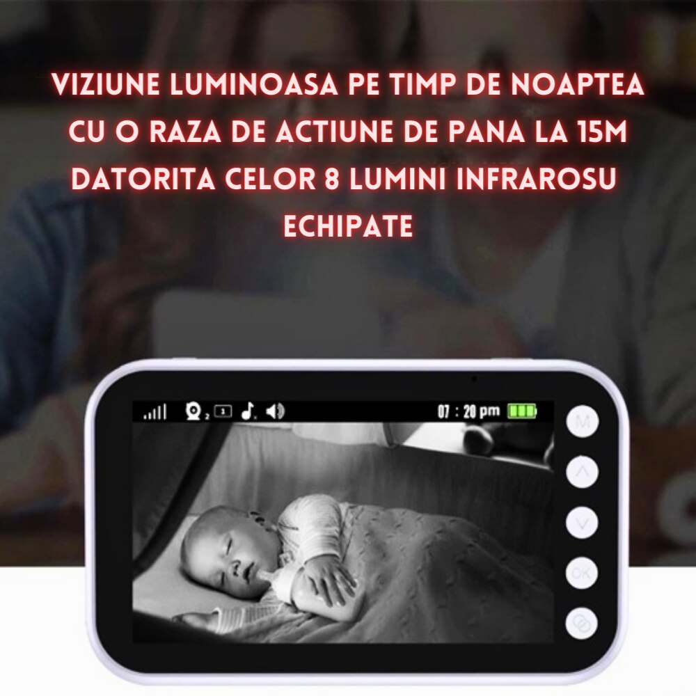Set baby monitor, camera audio-video supraveghere bebe si ecran 4.5 ...