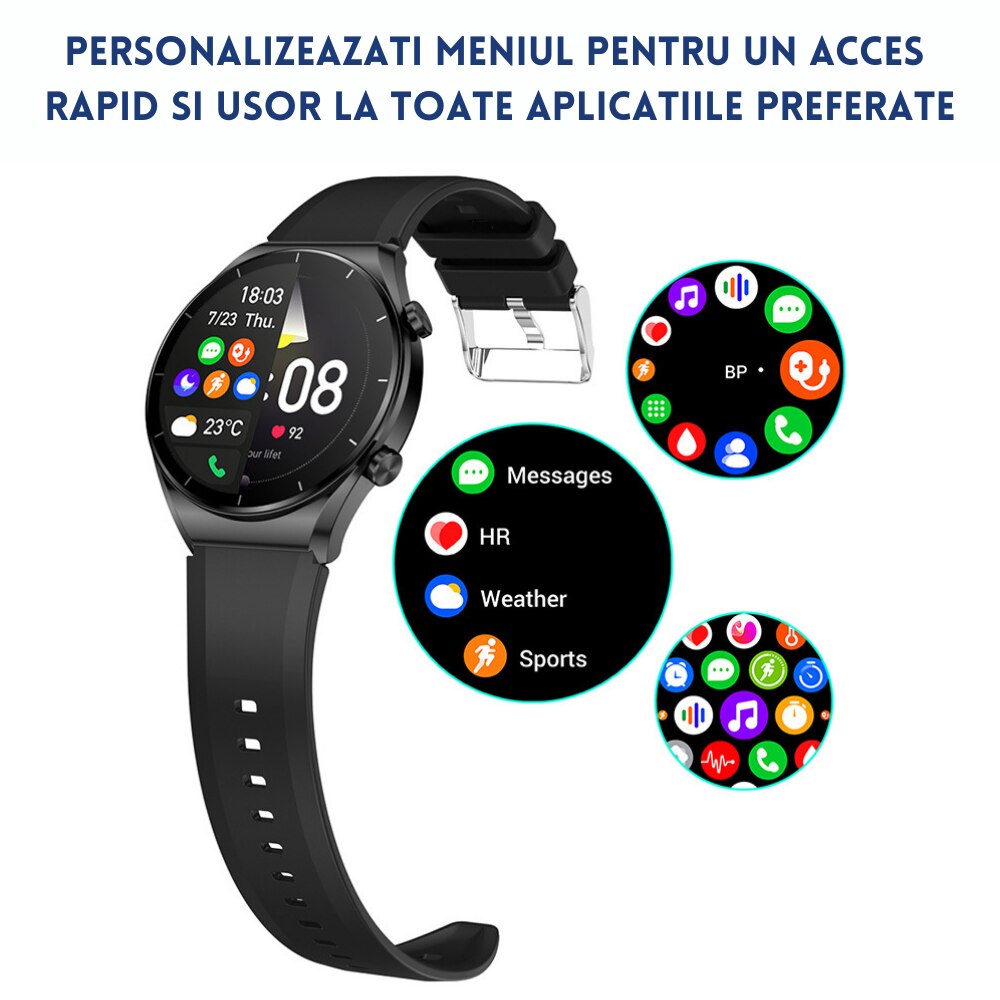 Ceas SmartWatch GT60, Bluetooth, Ecran Touch FULL HD Super Retina, FULL ...