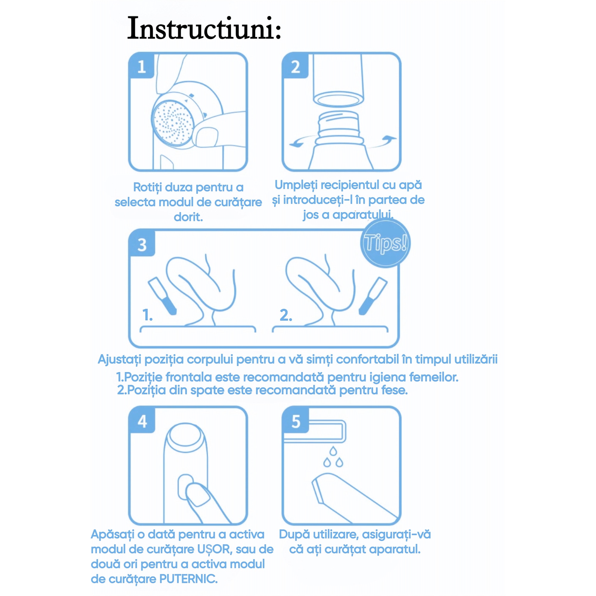 Kit Bideu Portabil Electric si Sticla, Presiune ajustabila, Reducerea ...