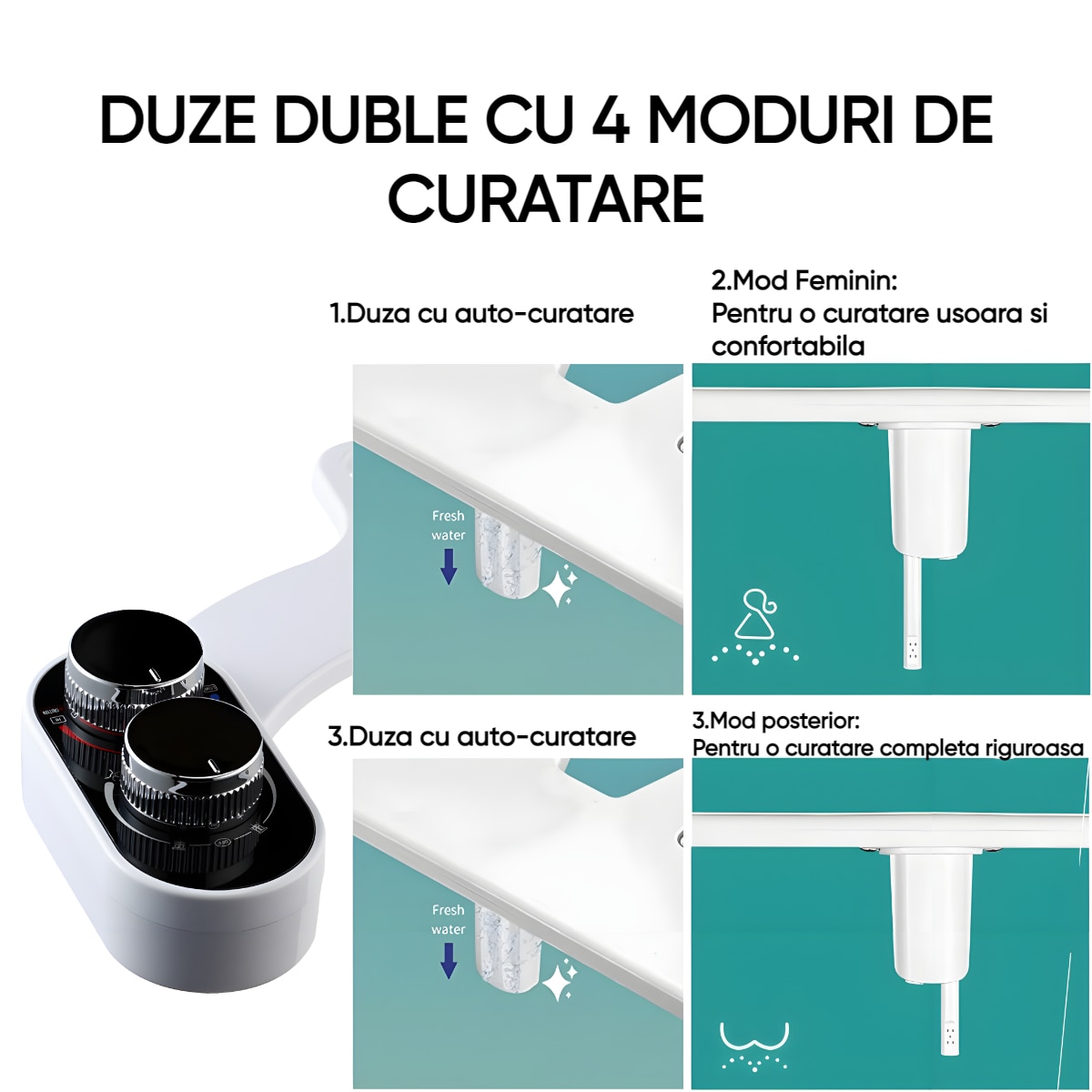 Bideu Non-Electric, Apa Calda/Rece, 4 Functii de Curatare, Comenzi ...