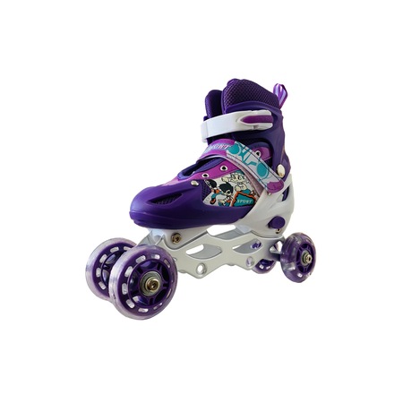 Role Power Kids, Mov, 35-38, pentru copii, reglabile, cu roti in linie ...