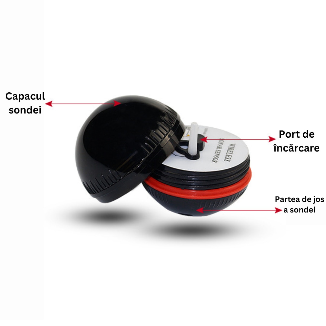 Sonar pescuit, Wireless, Distanta receptie 20 metri, Aplicatie dedicata ...