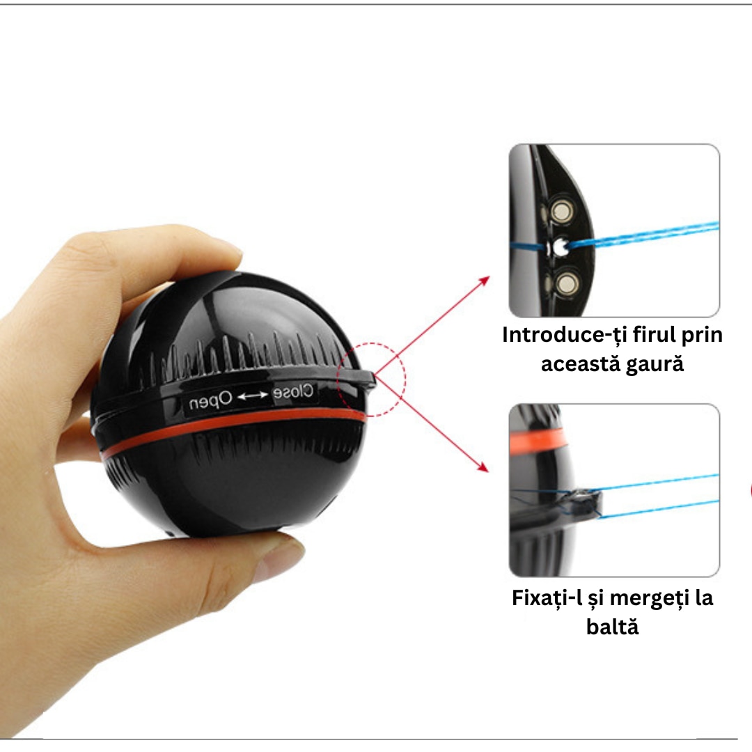 Sonar pescuit, Wireless, Distanta receptie 20 metri, Aplicatie dedicata ...