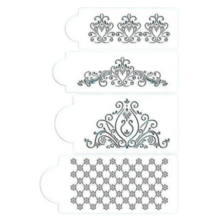 Set 4 Sabloane pentru decorare tort, Ugyismegveszel, model de flori ...