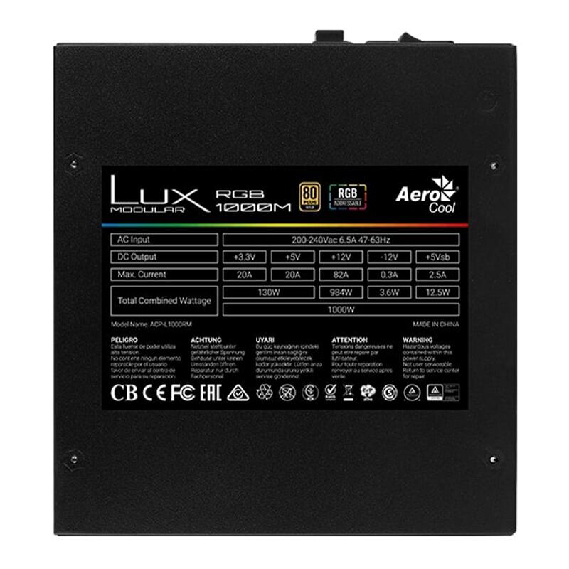 Sursa de alimentare, Aerocool, Lux, RGB, 1000W, 12 cm - eMAG.ro