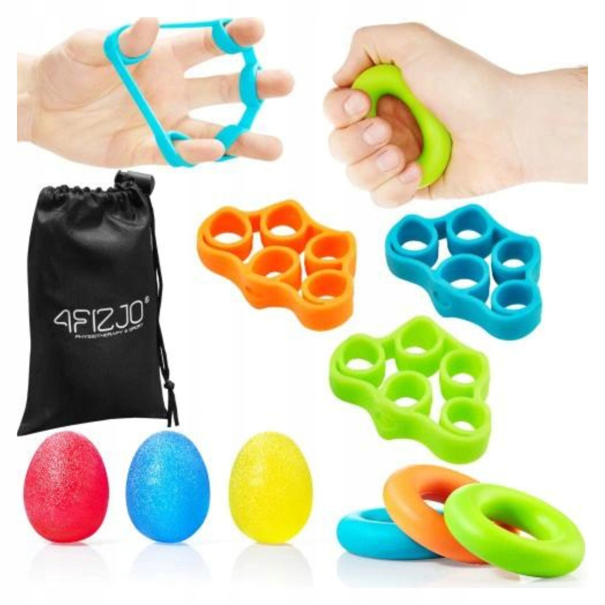 Set de 9 produse pentru exercitii pentru mana, degete si incheietura ...