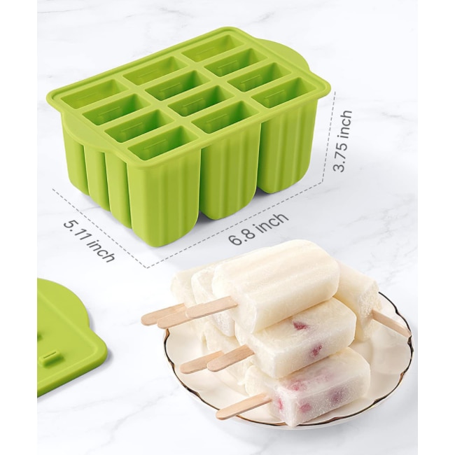 Set forme de inghetata, Silicon, 12 forme, Verde - eMAG.ro